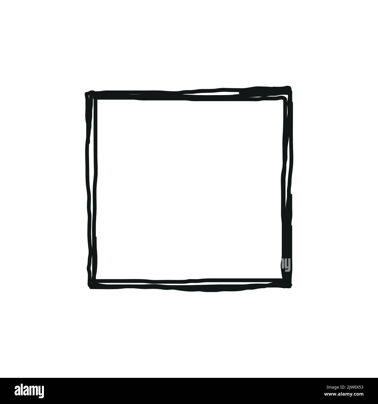 Hand drawn sketched square frame isolated on white background Stock ...