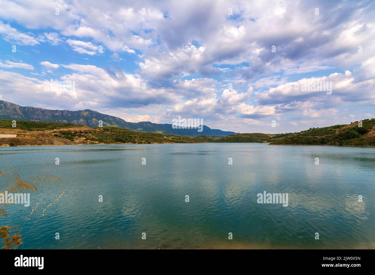 Christianoupolis dam water reservoir in Messenia, Greece. View of the ...