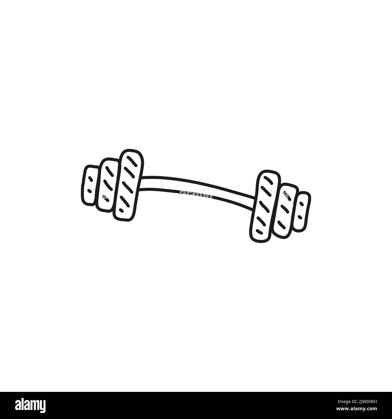 Doodle outline barbell icon isolated on white background Stock Vector ...