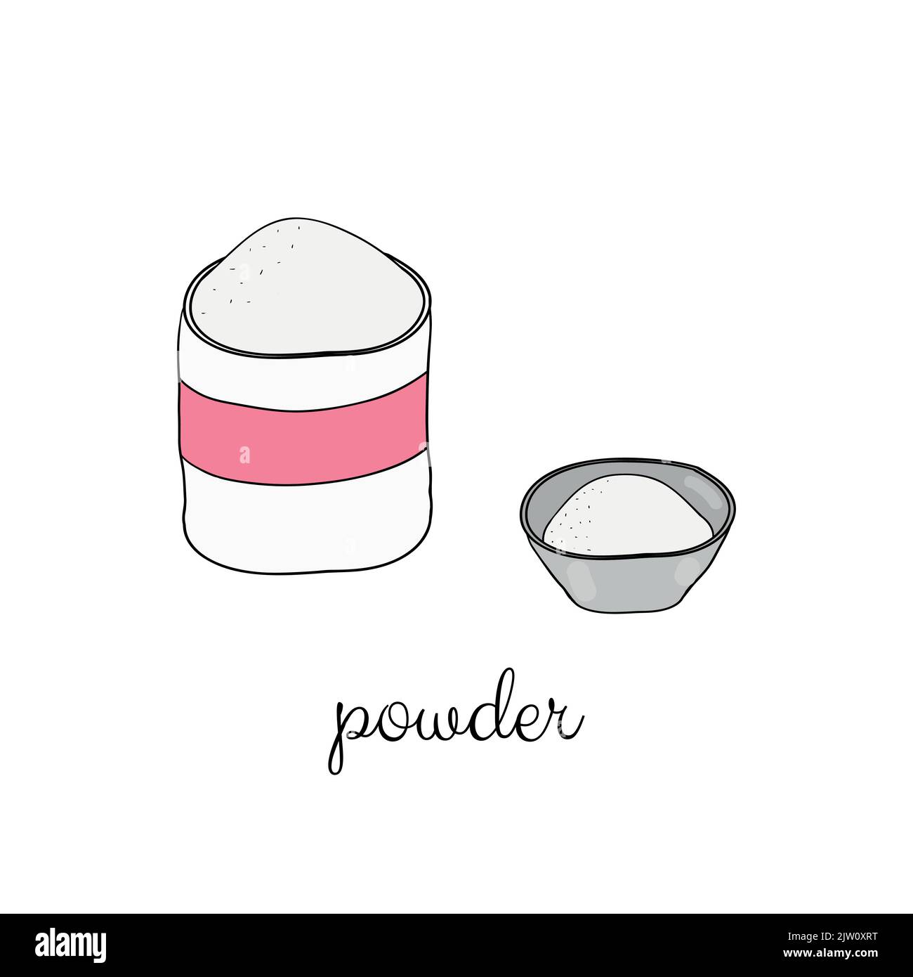Hand drawn colored baking powder isolated on white background Stock ...