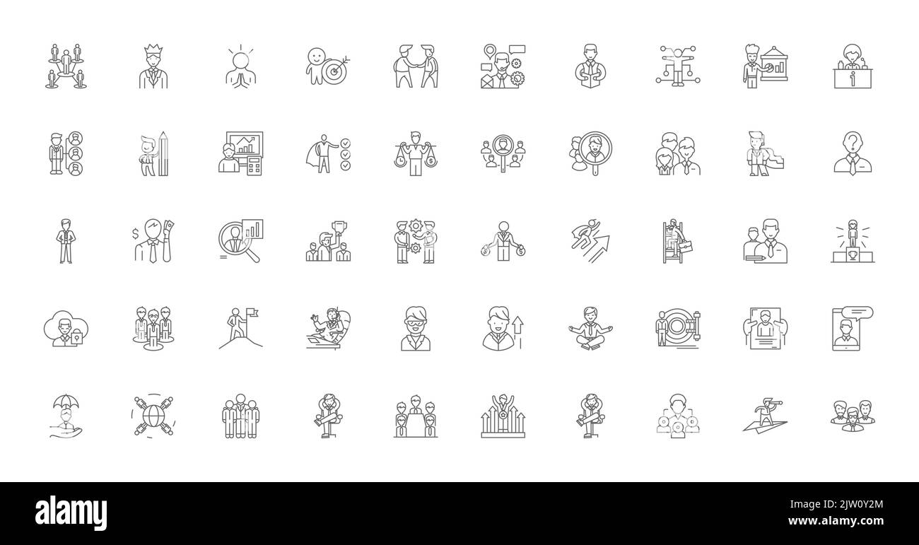 Agency concept illustration, linear icons, line signs set, vector ...