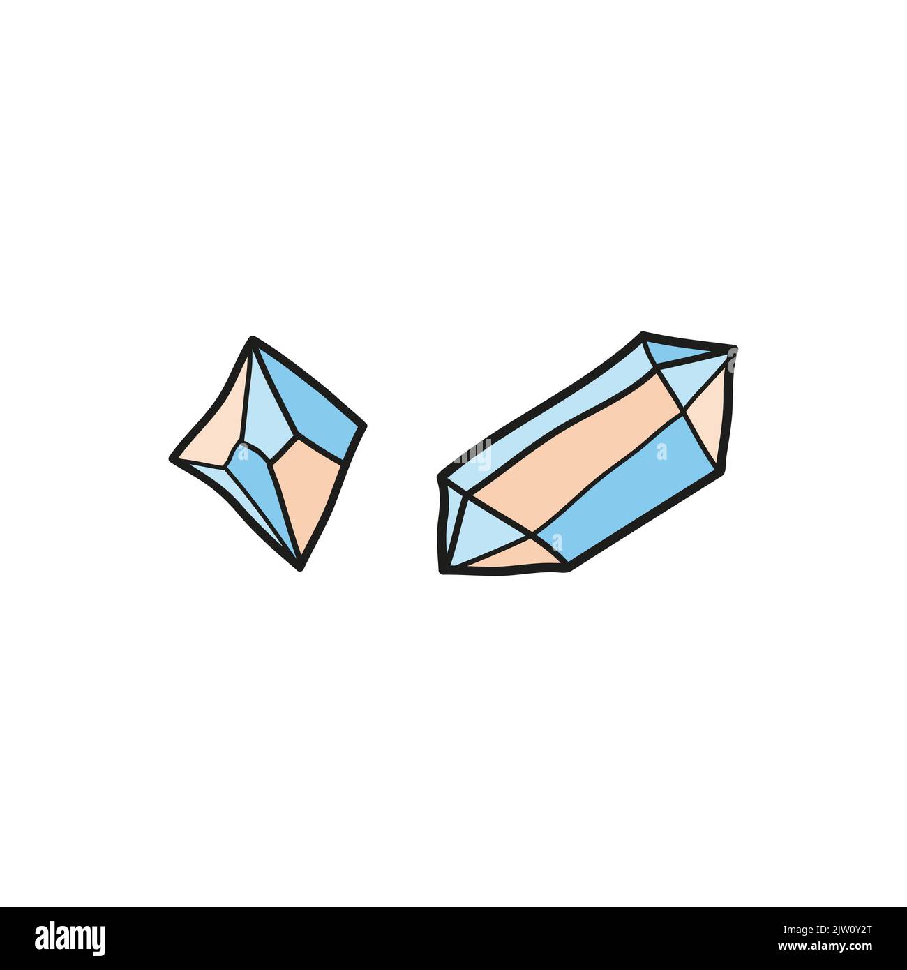 Doodle colored crystals or minerals isolated on white background Stock ...