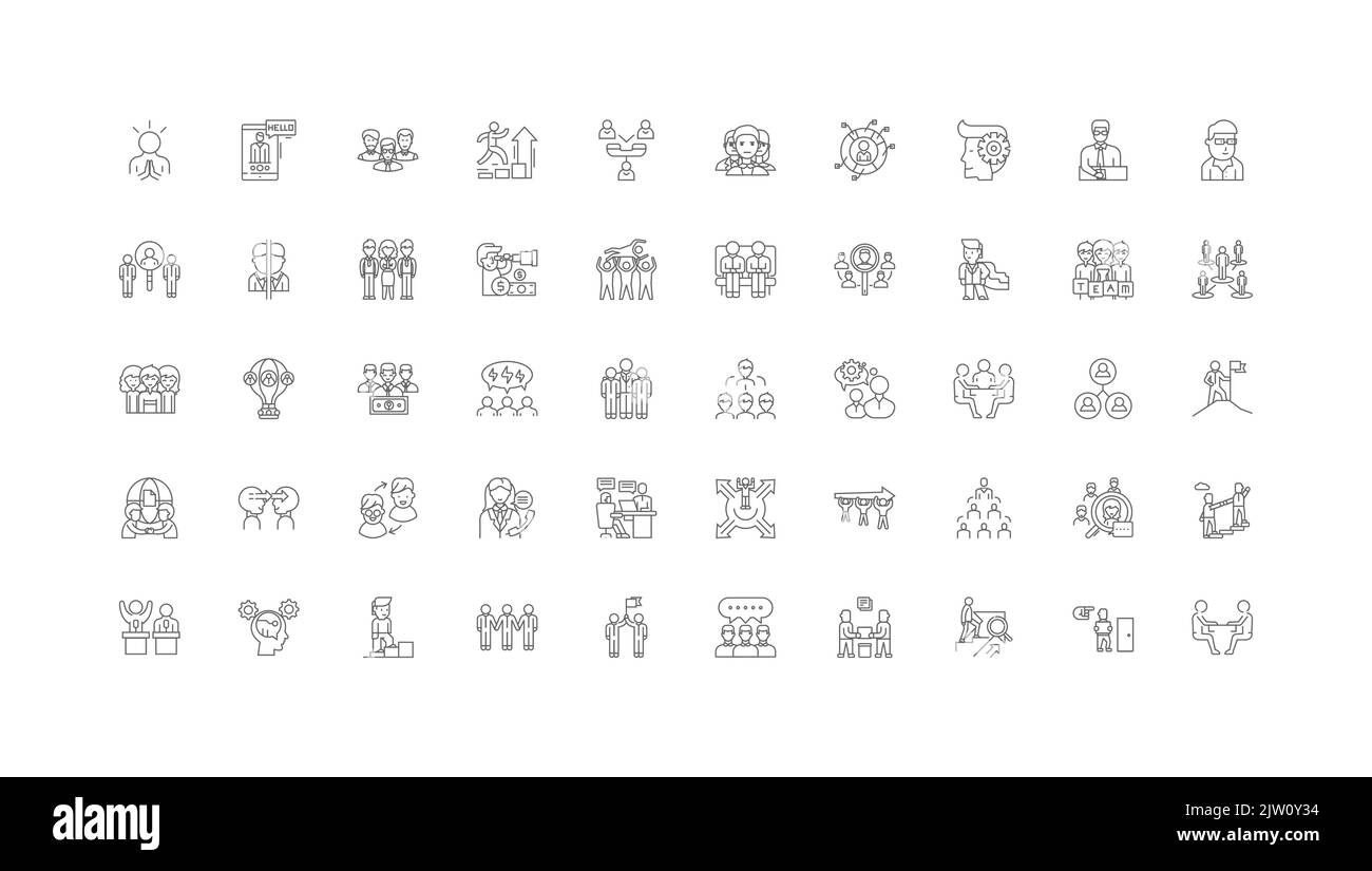 Partnership concept illustration, linear icons, line signs set, vector ...