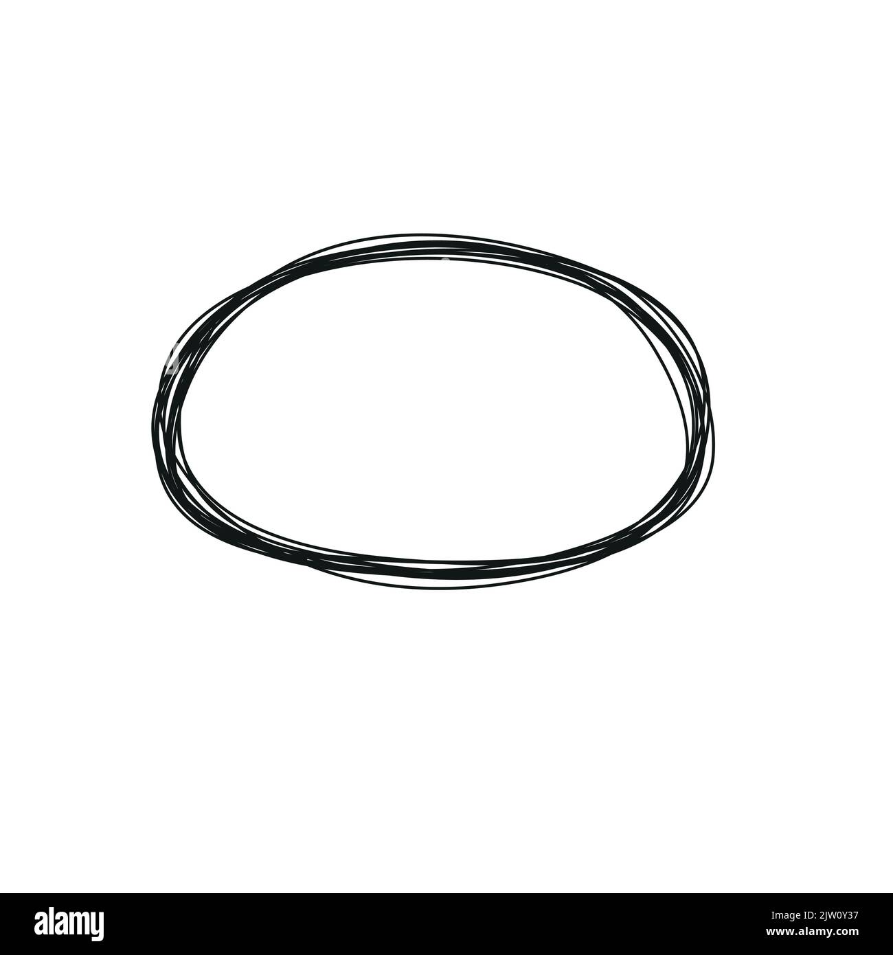 Hand drawn oval sketched frame isolated on white background Stock ...