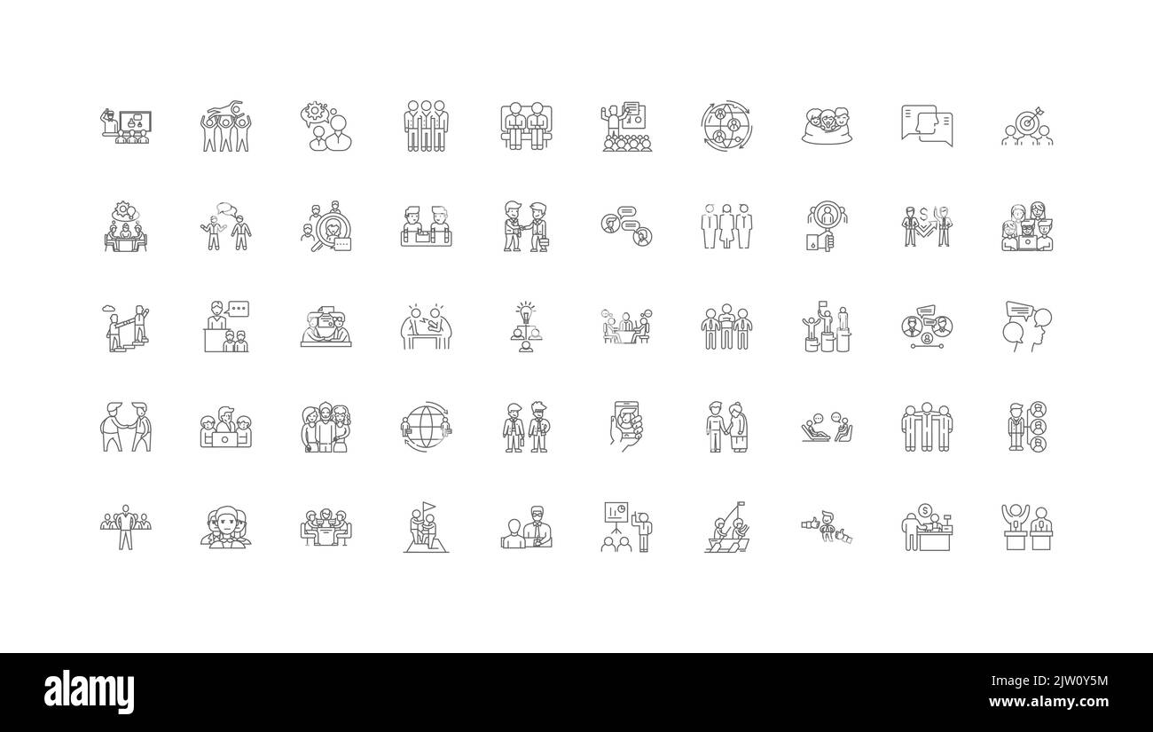 Customer relationship management concept illustration, linear icons ...