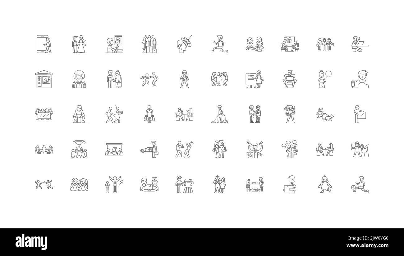 Men ideas, linear icons, line signs set, vector collection Stock Vector ...