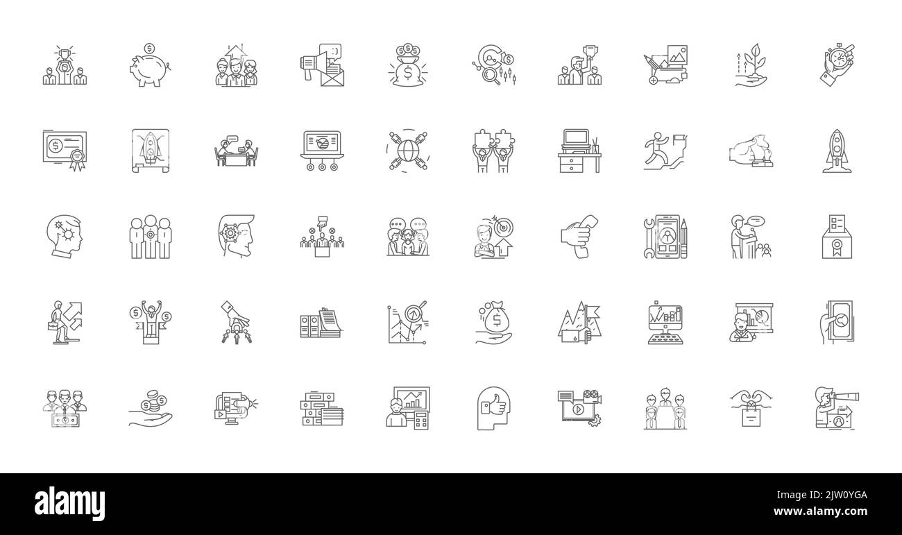 Advertising ideas, linear icons, line signs set, vector collection ...