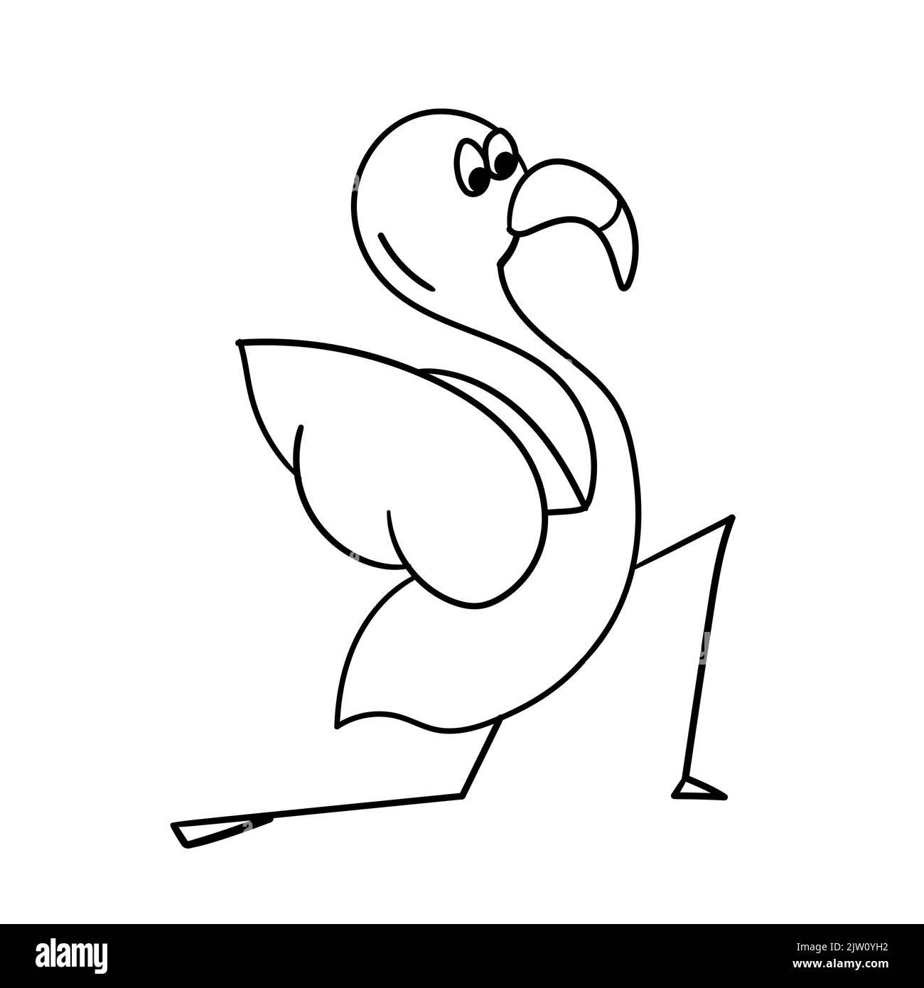Cute cartoon flamingo in yoga pose. Character bird vector illustration ...