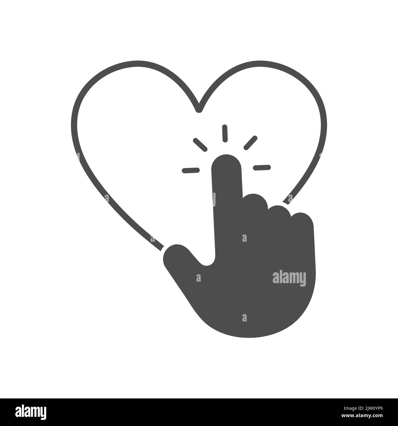 Cursor icon click on the heart icon. The arrow points to the heart icon ...