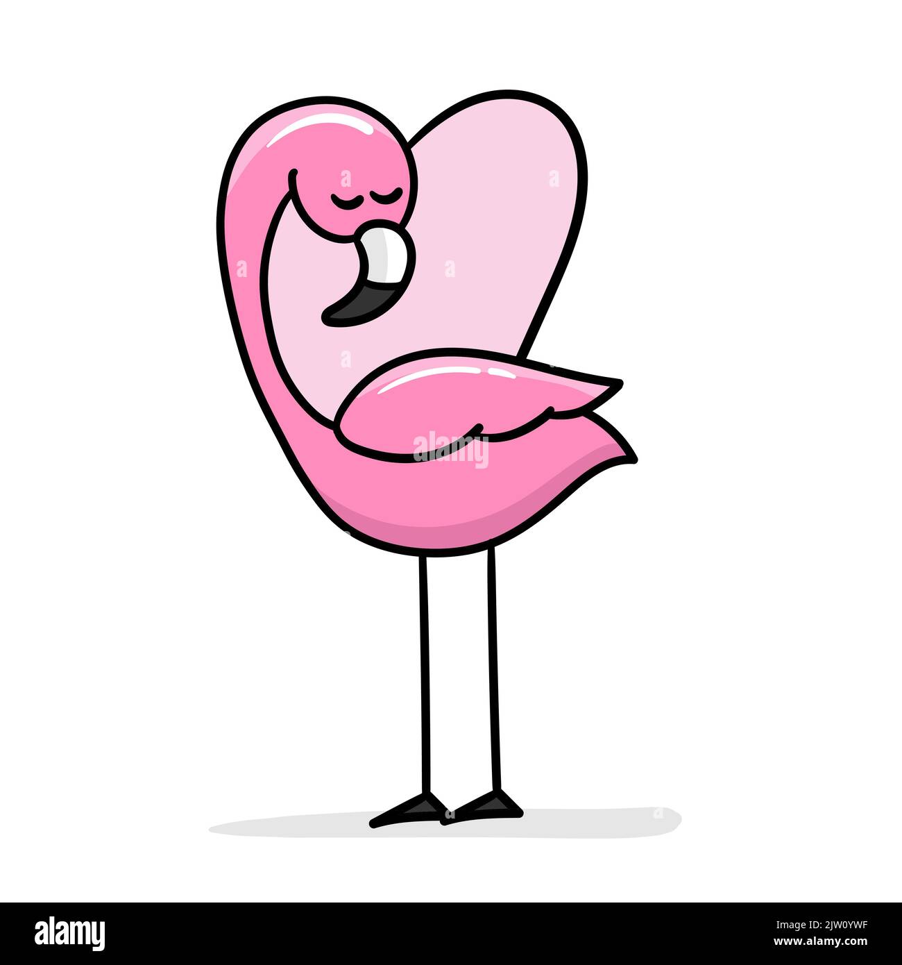 Cute flamingo with heart shape, vector illustration, summer print ...
