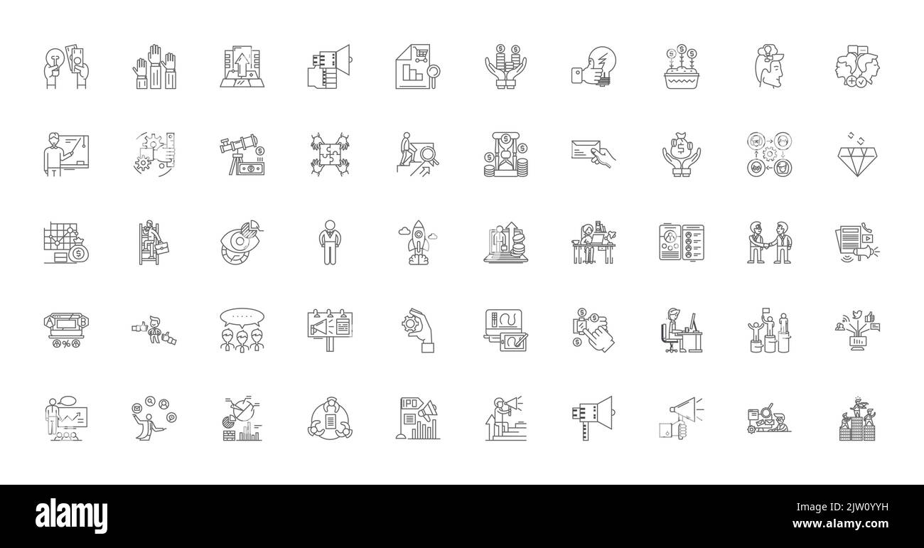 Advertising concept illustration, linear icons, line signs set, vector ...