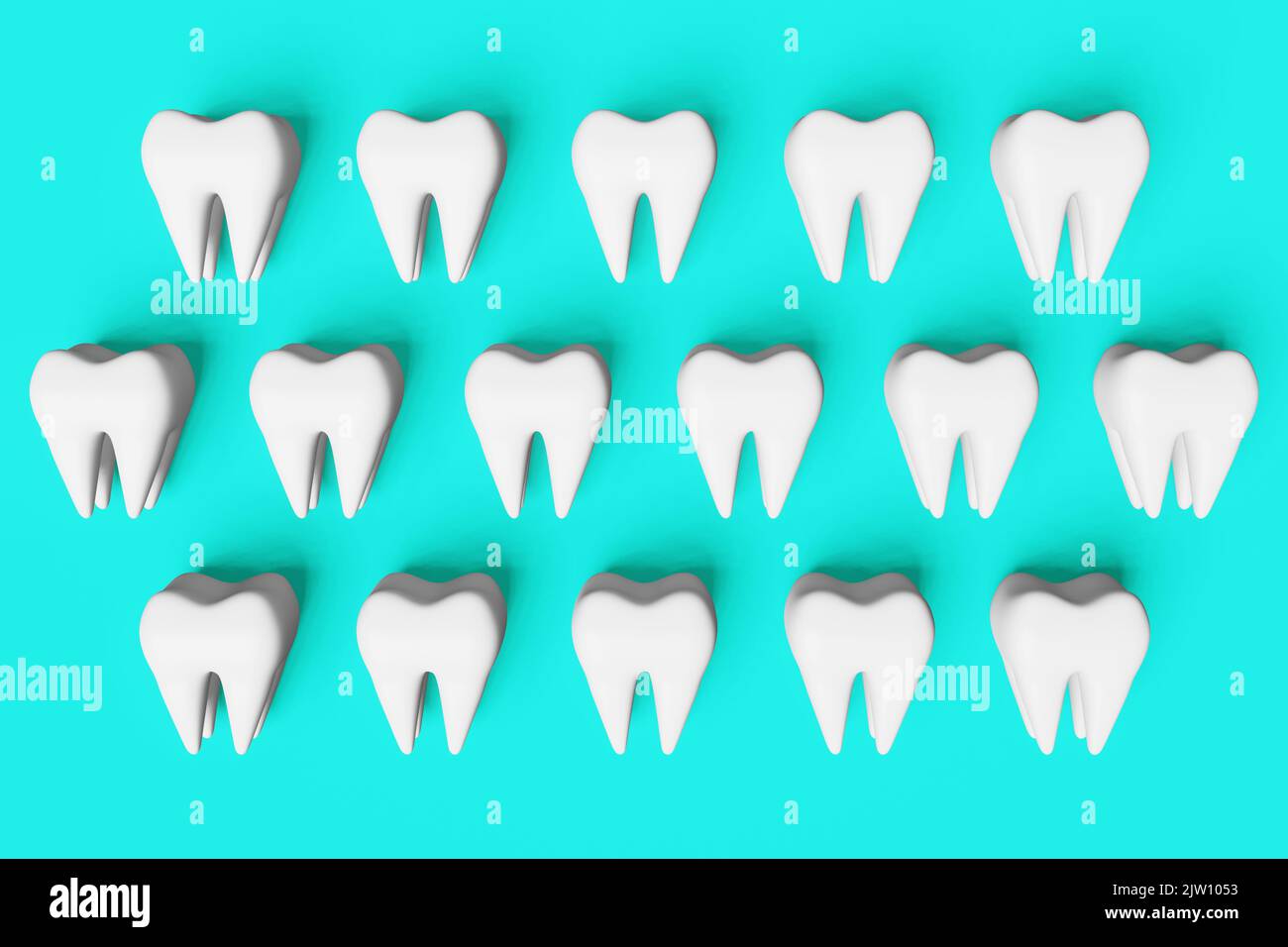 White healthy teeth motion 3D rendering pattern on blue background ...