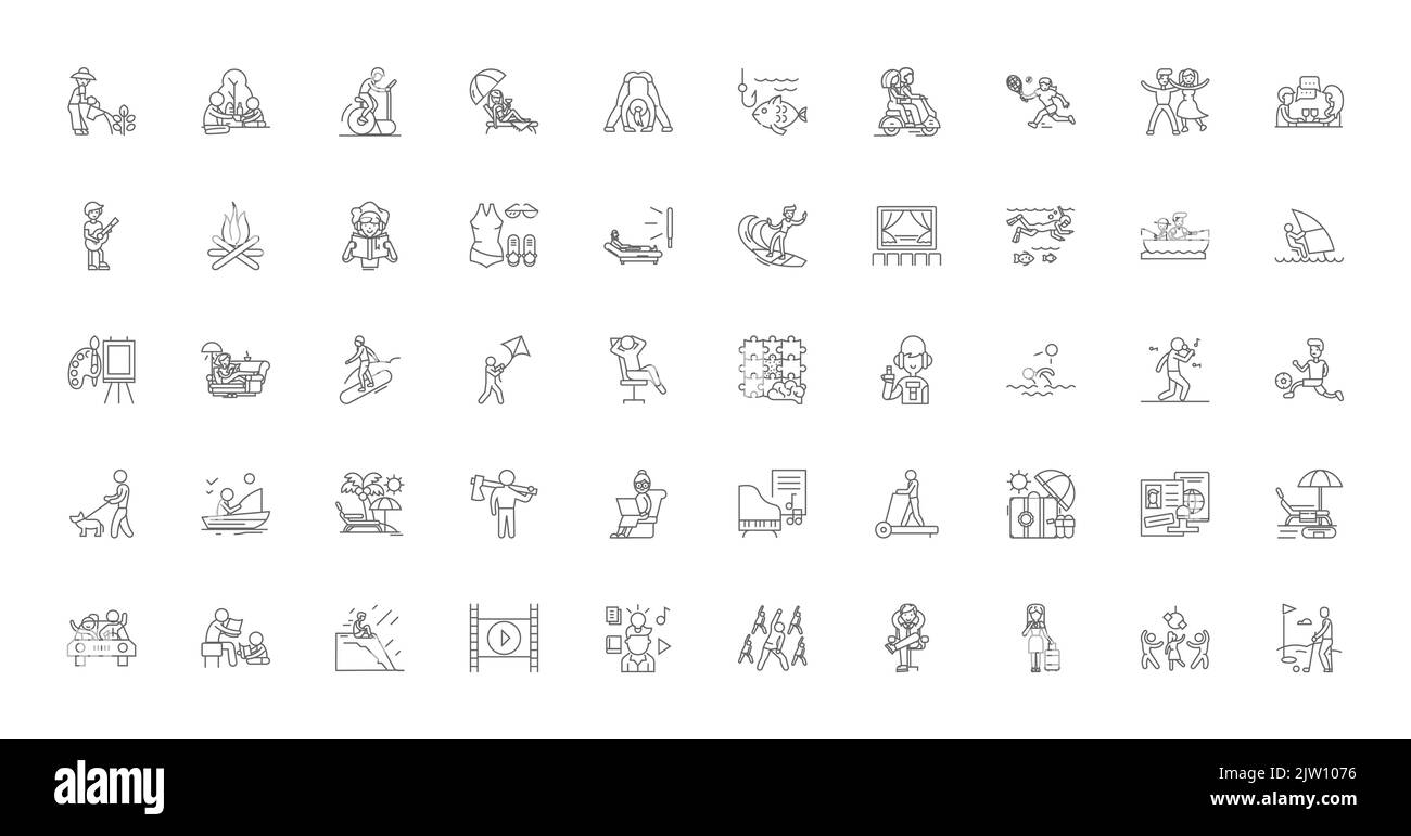 Activities ideas, linear icons, line signs set, vector collection Stock ... Activities ideas, linear icons, line signs set, vector collection Stock ...