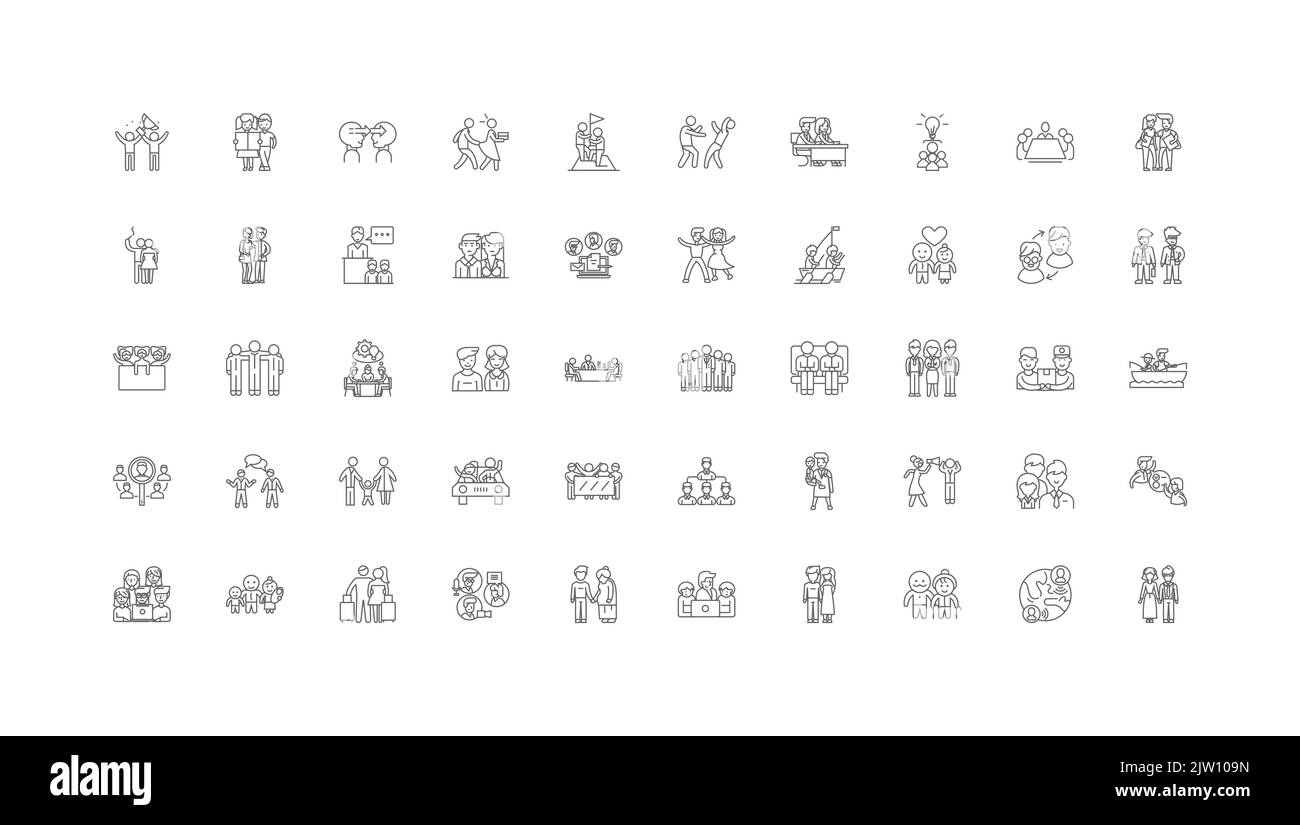 Engagement concept illustration, linear icons, line signs set, vector ...