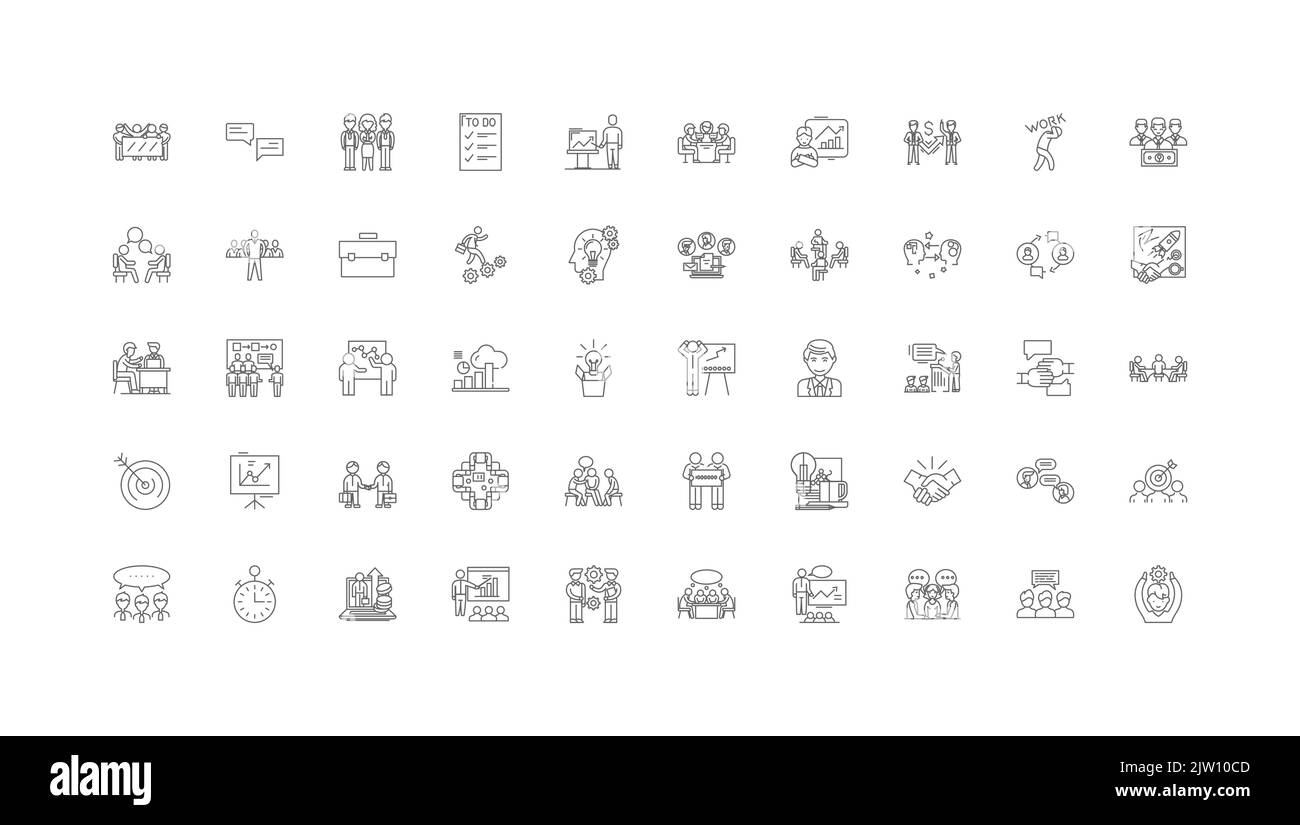 Workshop concept illustration, linear icons, line signs set, vector ...