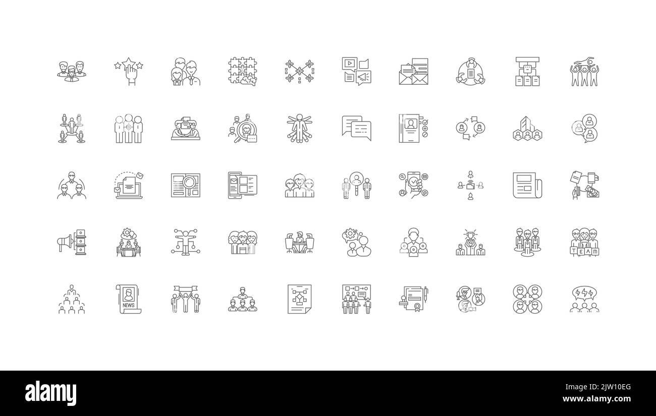 Department concept illustration, linear icons, line signs set, vector ...