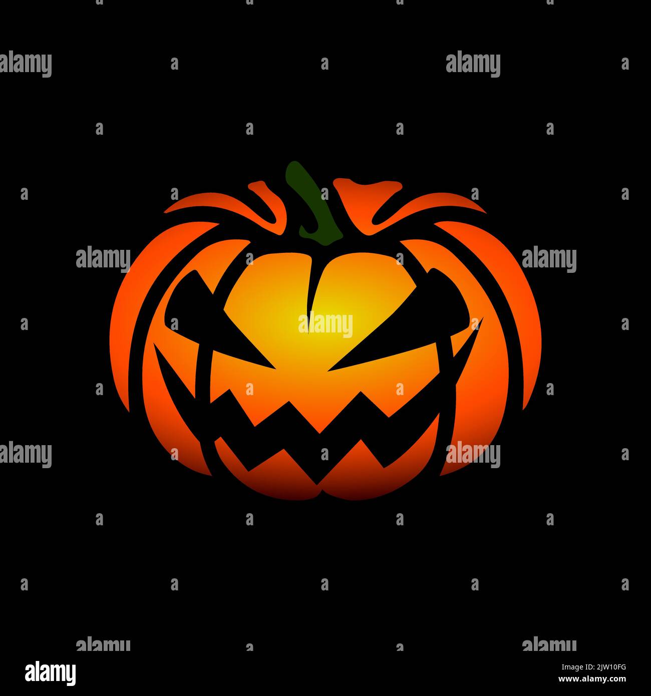 Vector Halloween symbol, scary pumpkin face with evil smile. Jack o ...