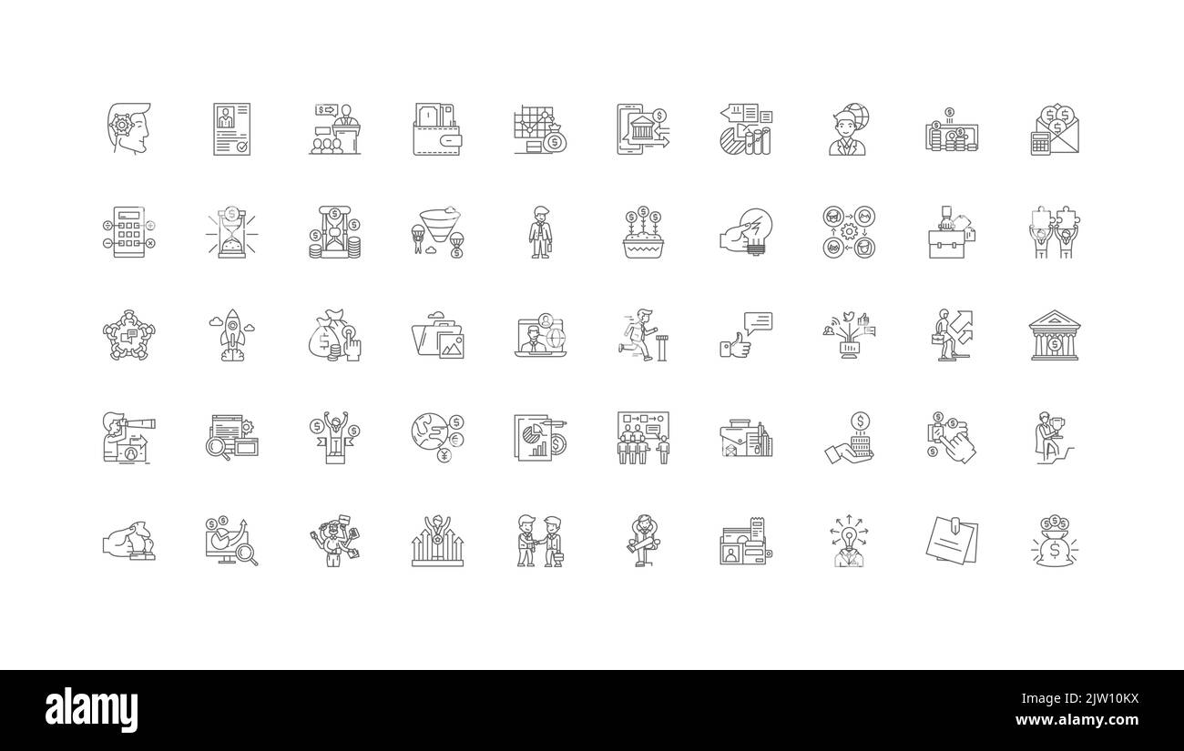 Public relations ideas, linear icons, line signs set, vector collection ...
