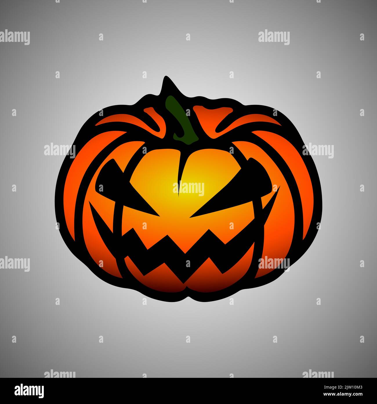 Vector Halloween symbol, scary pumpkin face with evil smile. Jack o ...