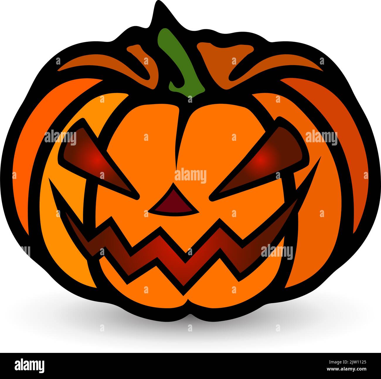 Vector Halloween symbol, scary pumpkin face with evil smile. Jack o ...