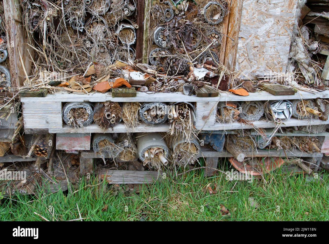 An insect hotel at Suffolk Wildlife Trust's Foxburrow Farm near Melton ...