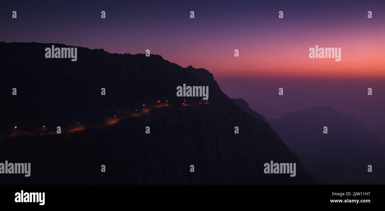 A mountain road at sunset. An image from Tanomah, Saudi Arabia Stock ...