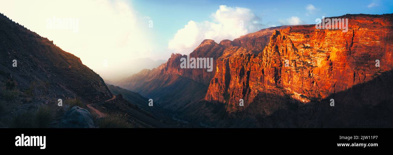 Sunrise in Jabal Qahar Valley, Saudi Arabia Stock Photo - Alamy