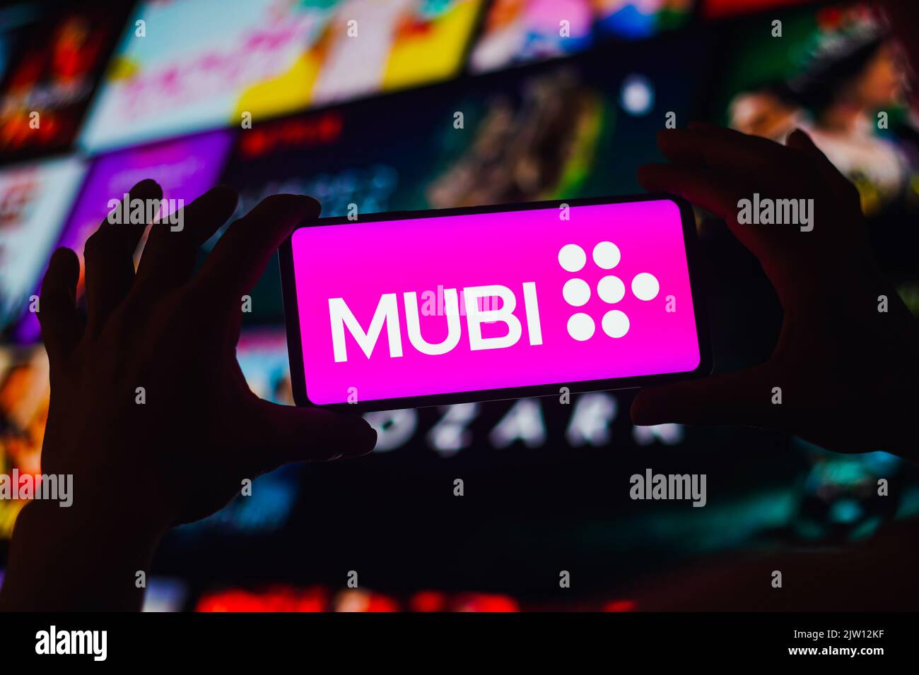 In this photo illustration, the Mubi logo is displayed on a smartphone ...