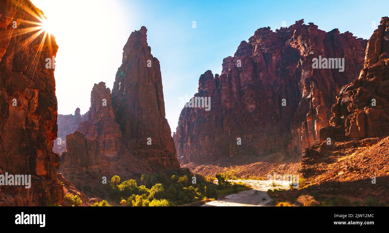 Sunrise in Wadi Disah, Saudi Arabia Stock Photo - Alamy