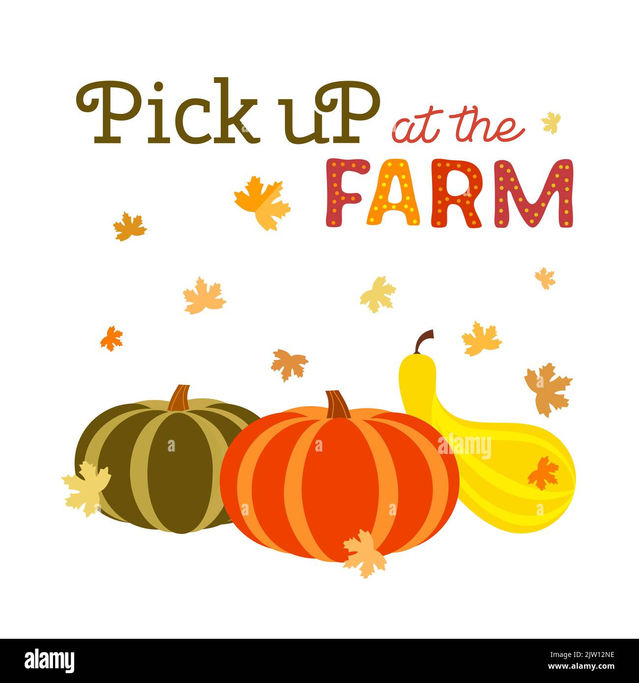 Pick up pumpkins at Farm flat color vector invitation. Fall season ...