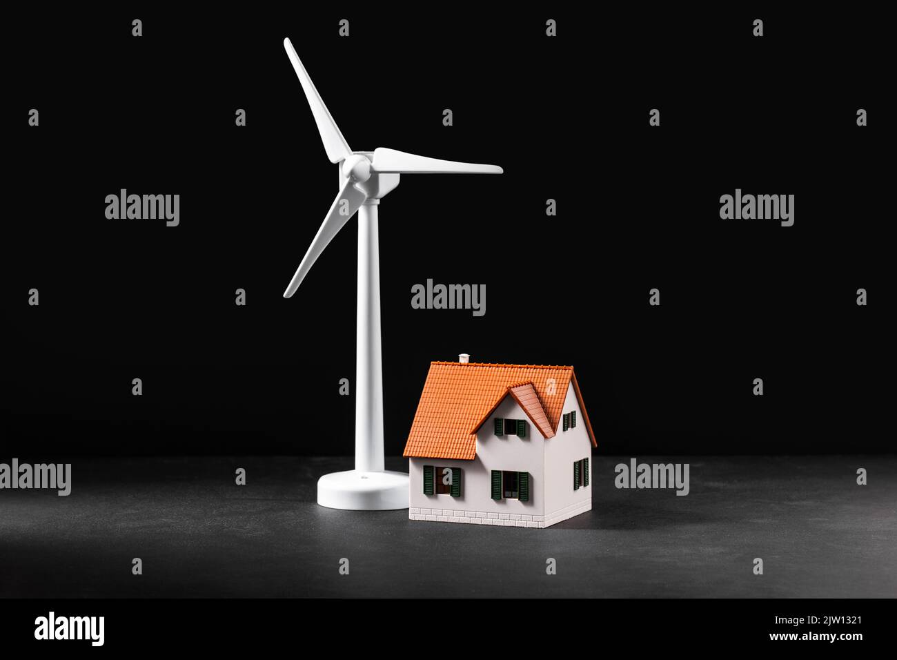 close up of wind turbine and house model Stock Photo - Alamy