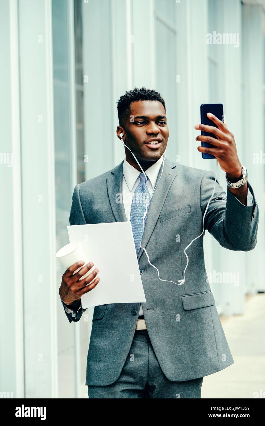 Successful african american businessman using hi-res stock photography ...