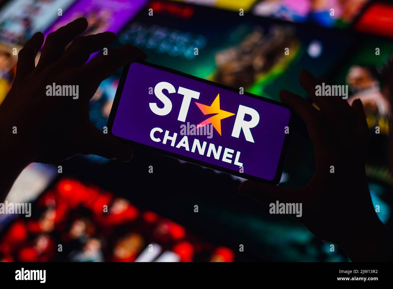 In this photo illustration, the Star Channel logo is displayed on a ...