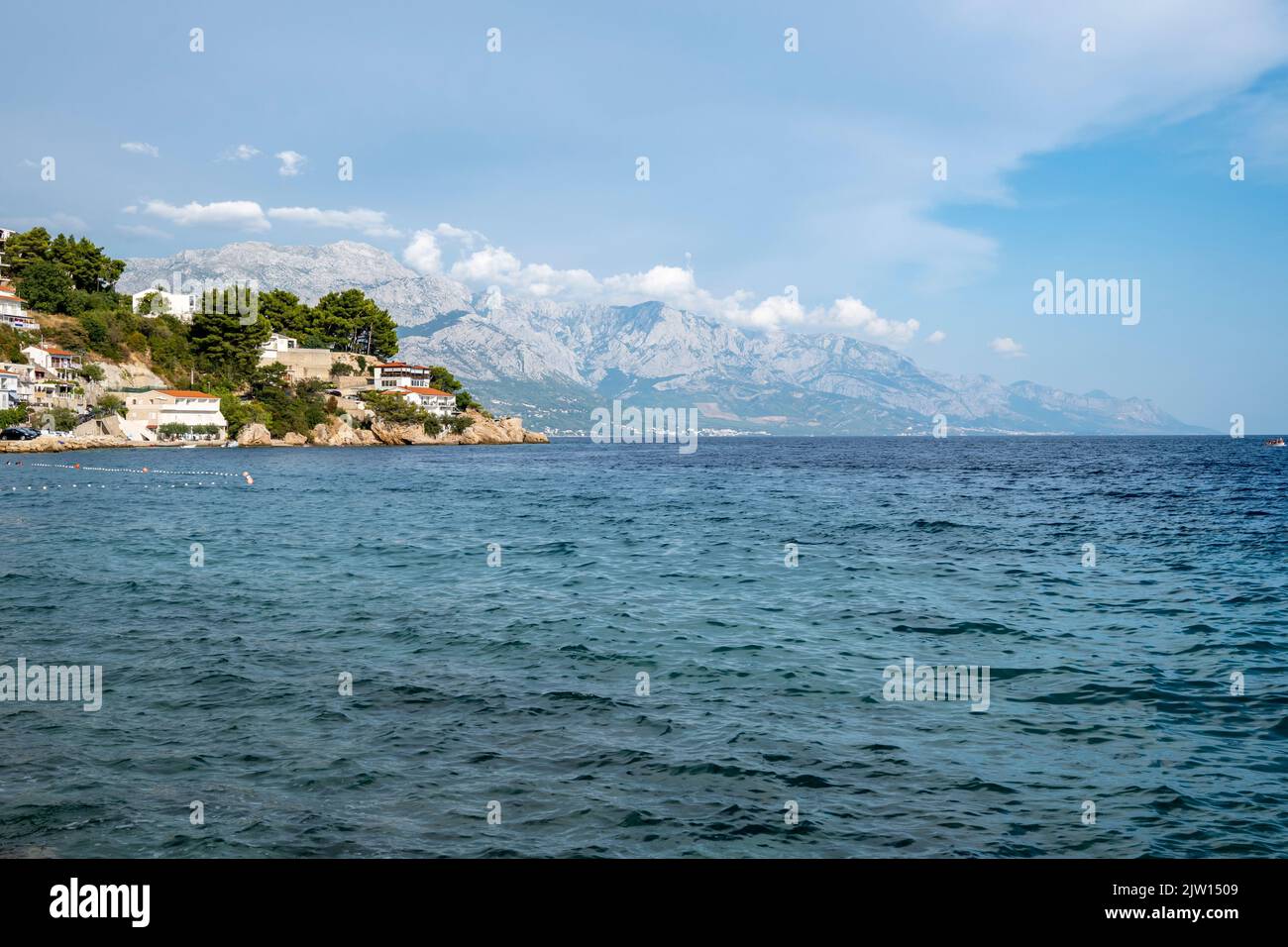 Mighty Biokovo mountain with its sharp, white rocks towering above ...