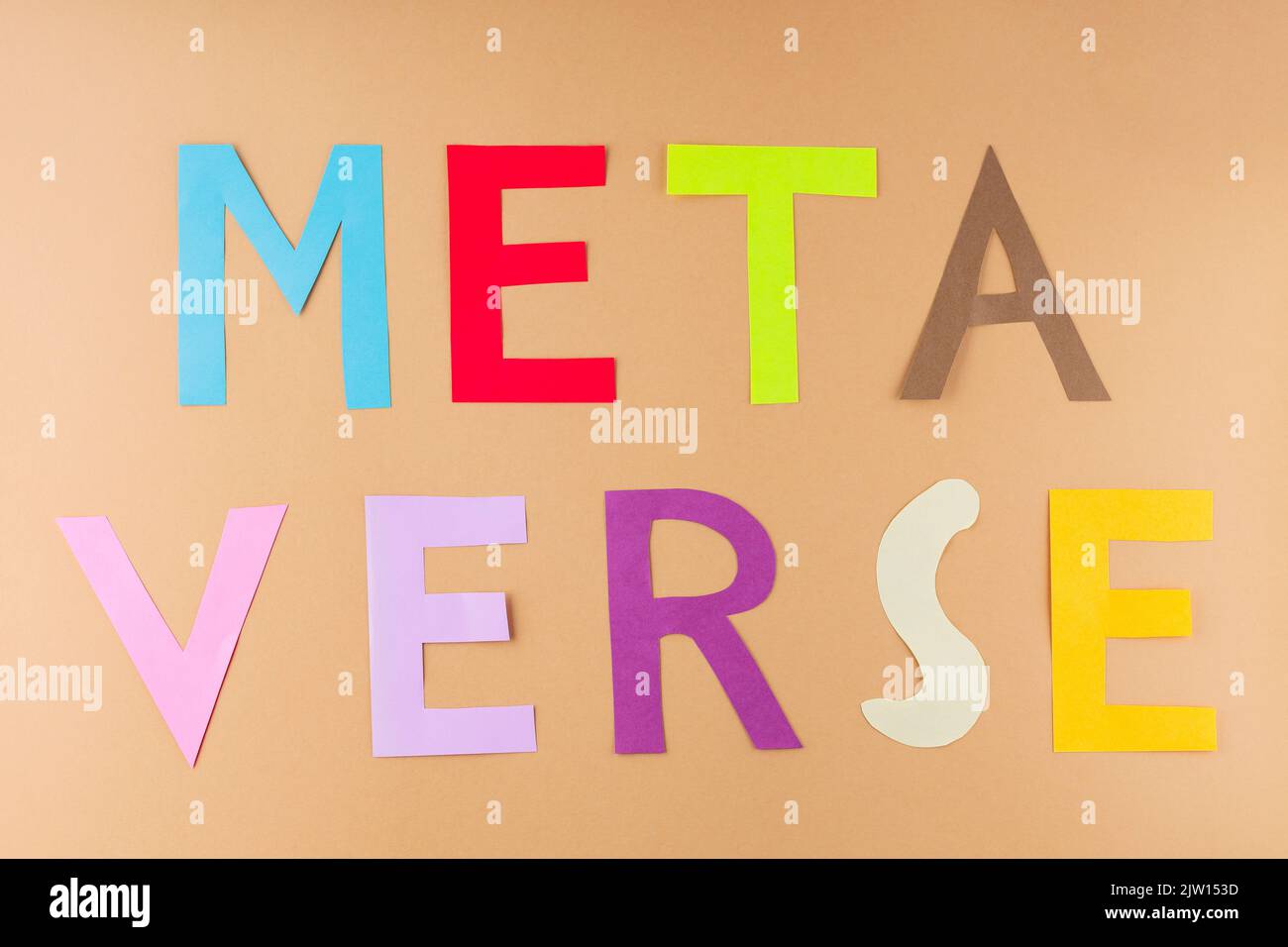 Metaverse inscription on a beige background. Metaverse word lined with ...