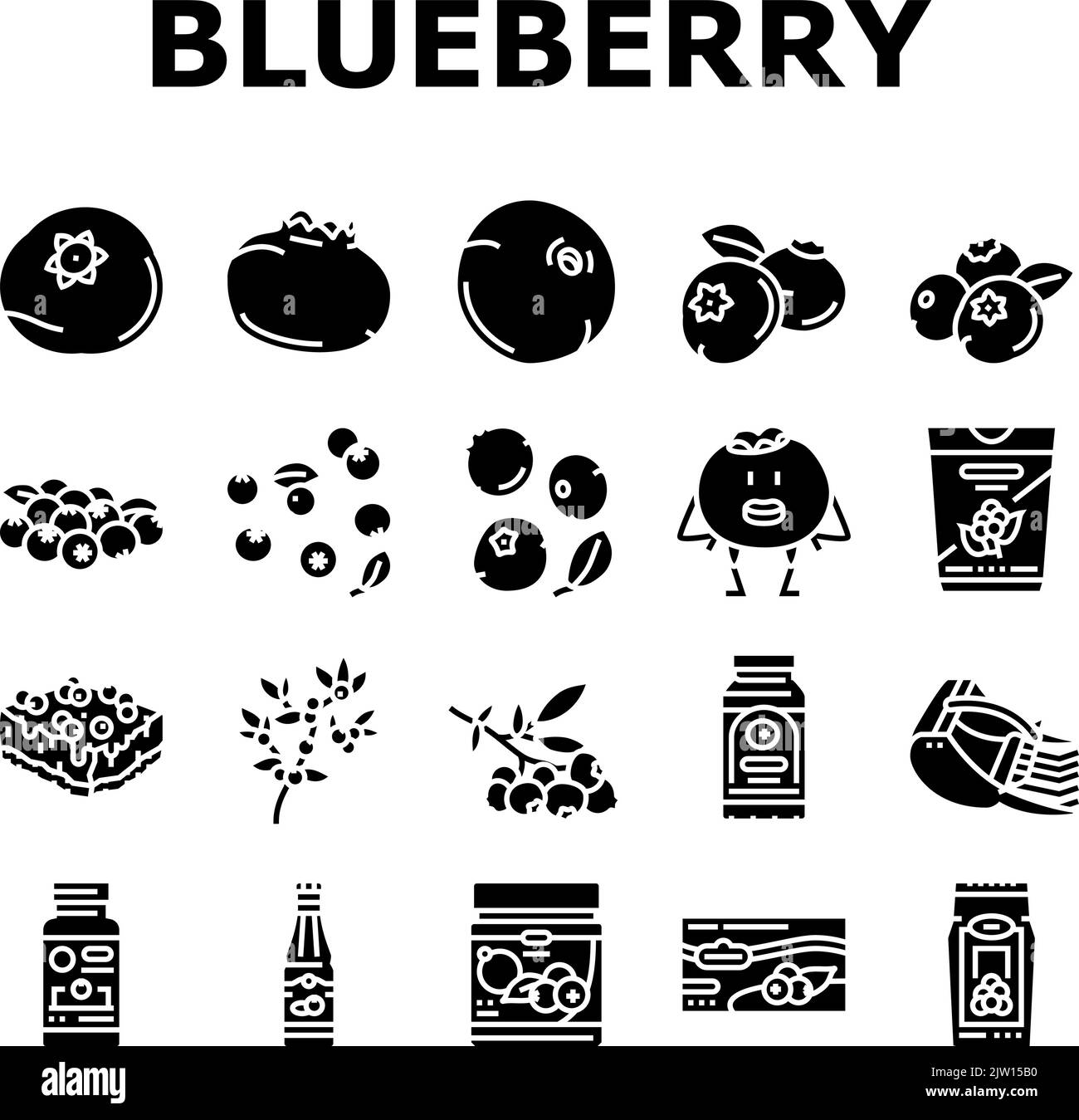blueberry biberry blue berry icons set vector Stock Vector Image & Art ...