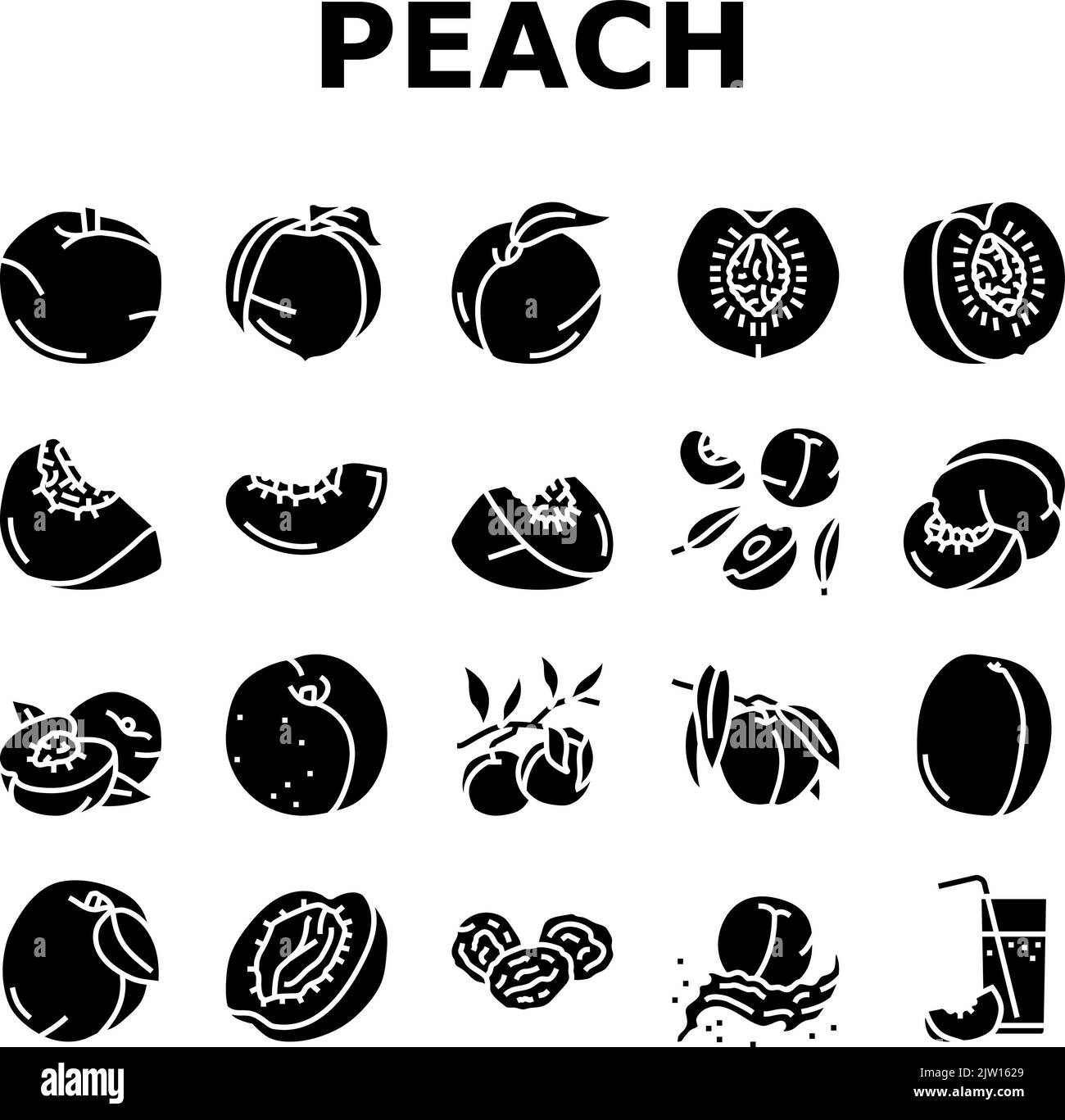 peach fruit nectarine juicy icons set vector Stock Vector Image & Art ...
