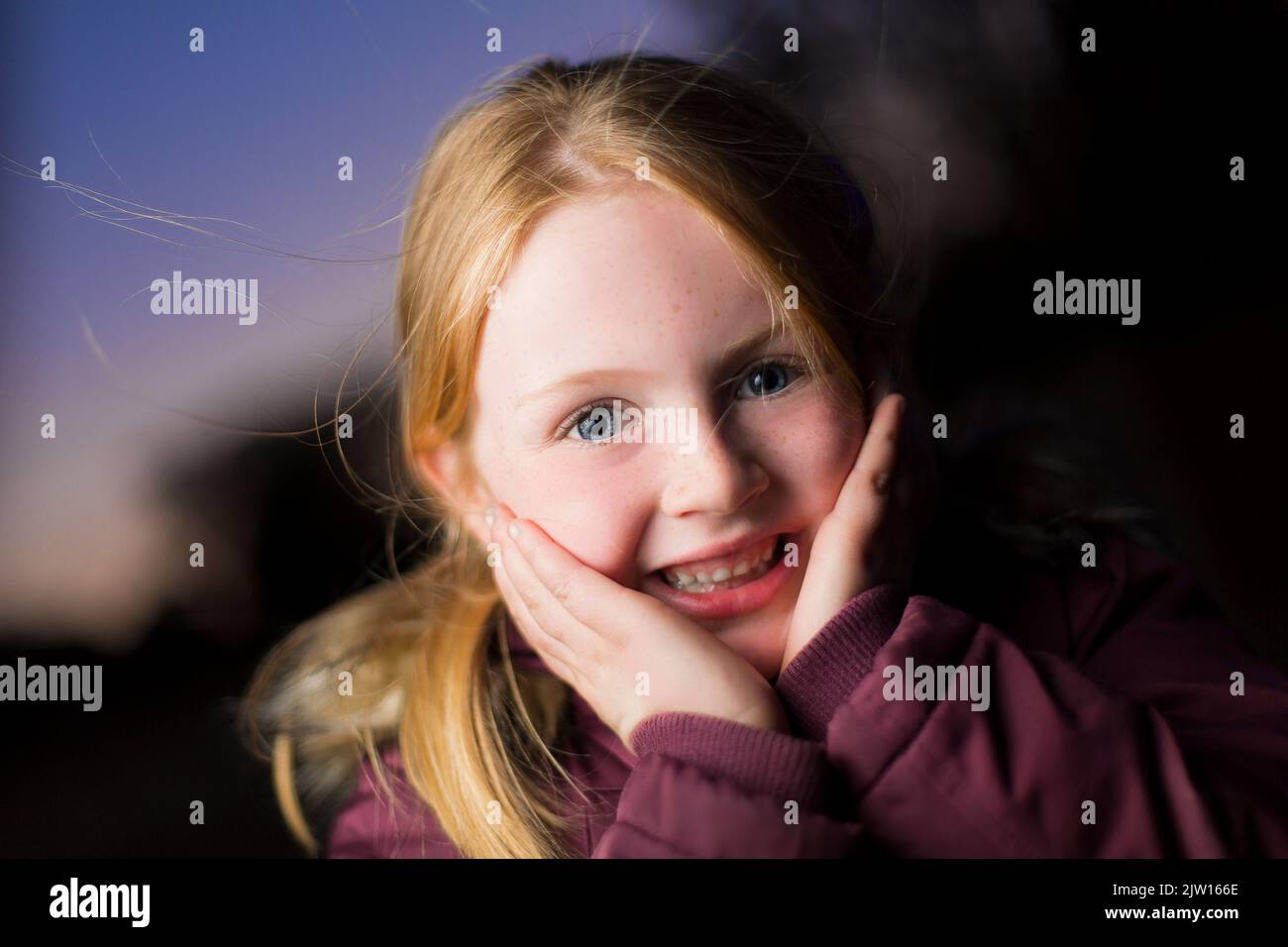 Young girl posing at evening time Stock Photo - Alamy