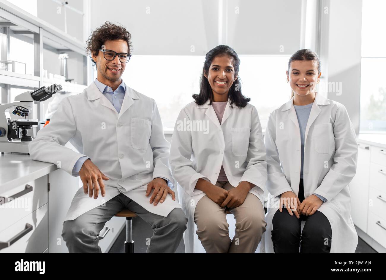 international group of scientists in laboratory Stock Photo - Alamy