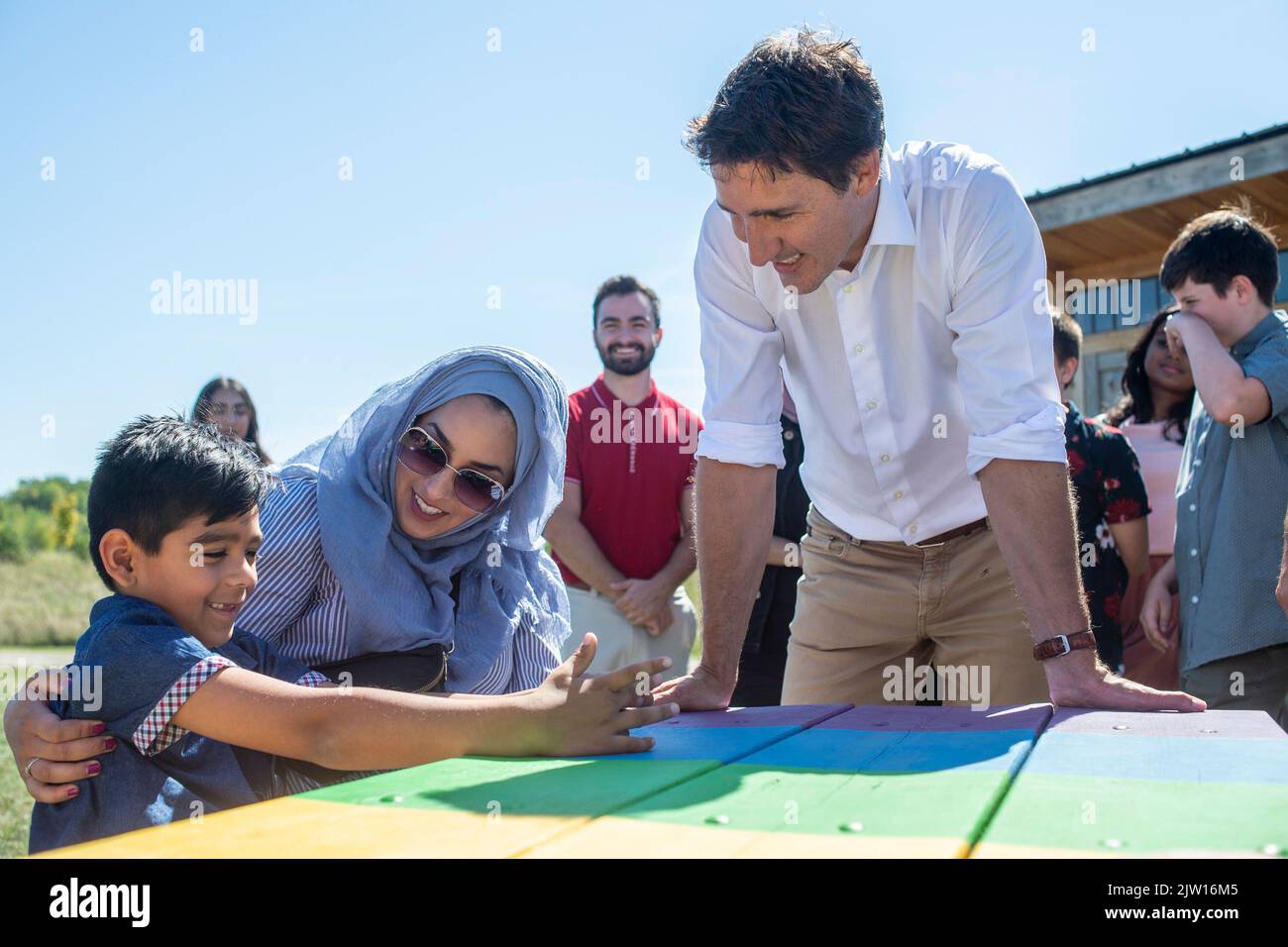 Canada. 02nd Sep, 2022. Prime Minister Justin Trudeau speaks to a ...