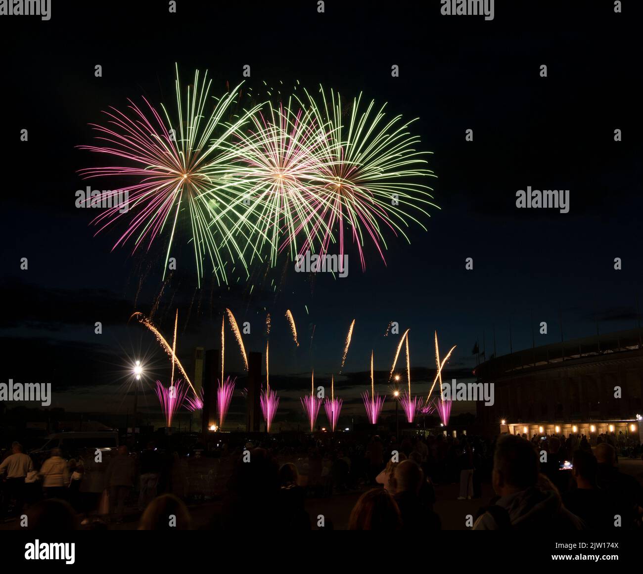 Berlin, Germany. 02nd Sep, 2022. Fireworks can be seen at the Olympic ...