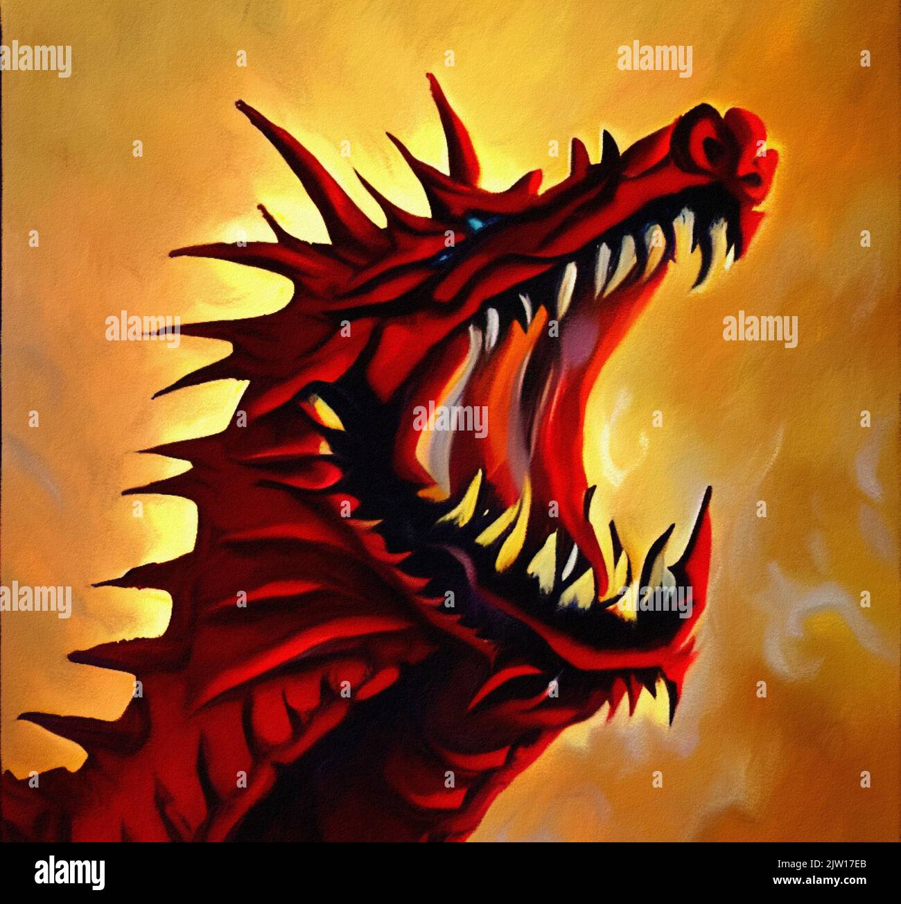 Fantasy evil dragon portrait. Surreal artwork of danger dragon from ...