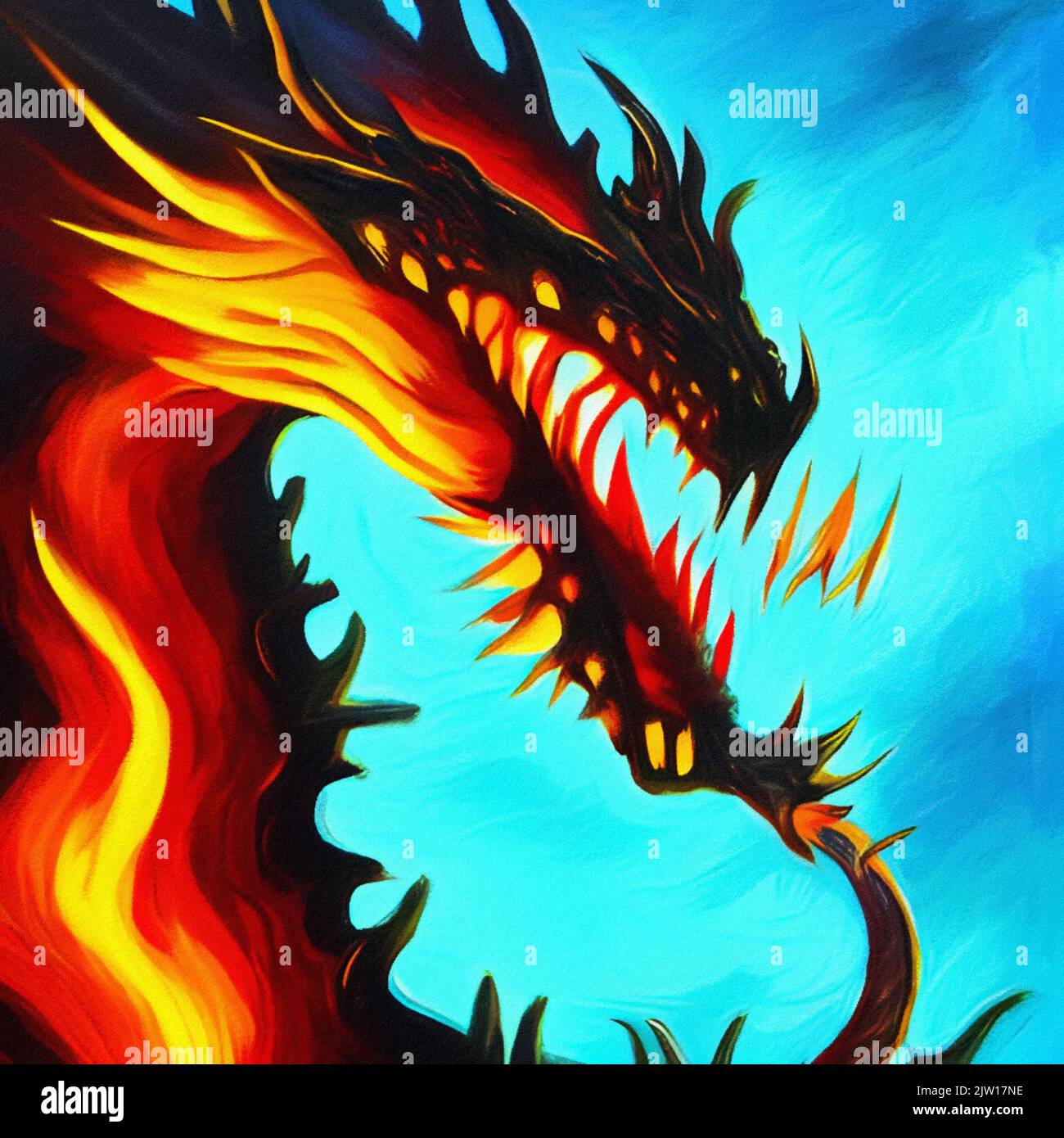 Fantasy evil dragon portrait. Surreal artwork of danger dragon from ...