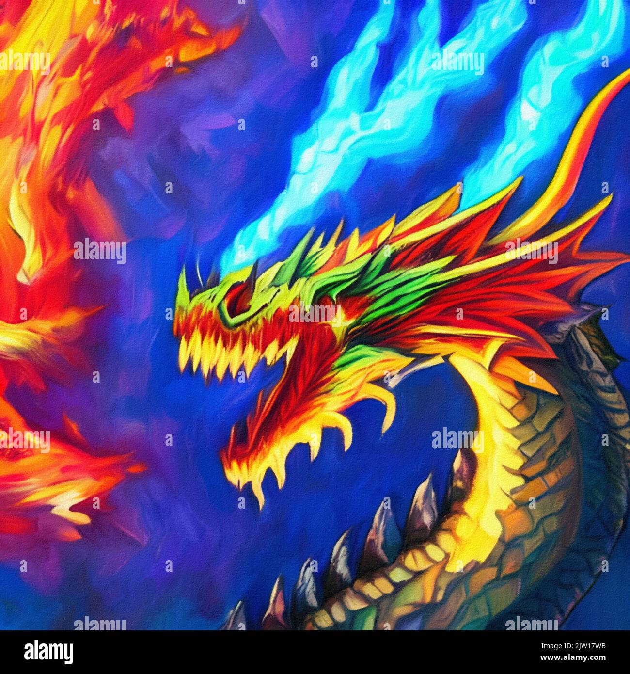 Fantasy evil dragon portrait. Surreal artwork of danger dragon from ...