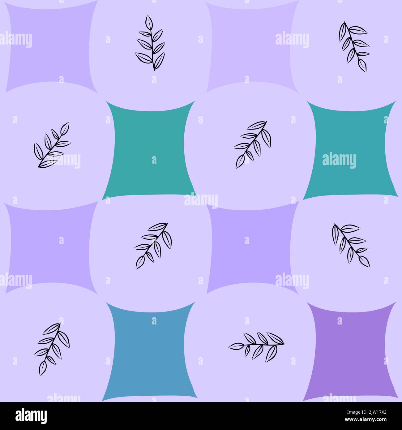 Leaves in circle seamless polka dots branches pattern for wrapping ...