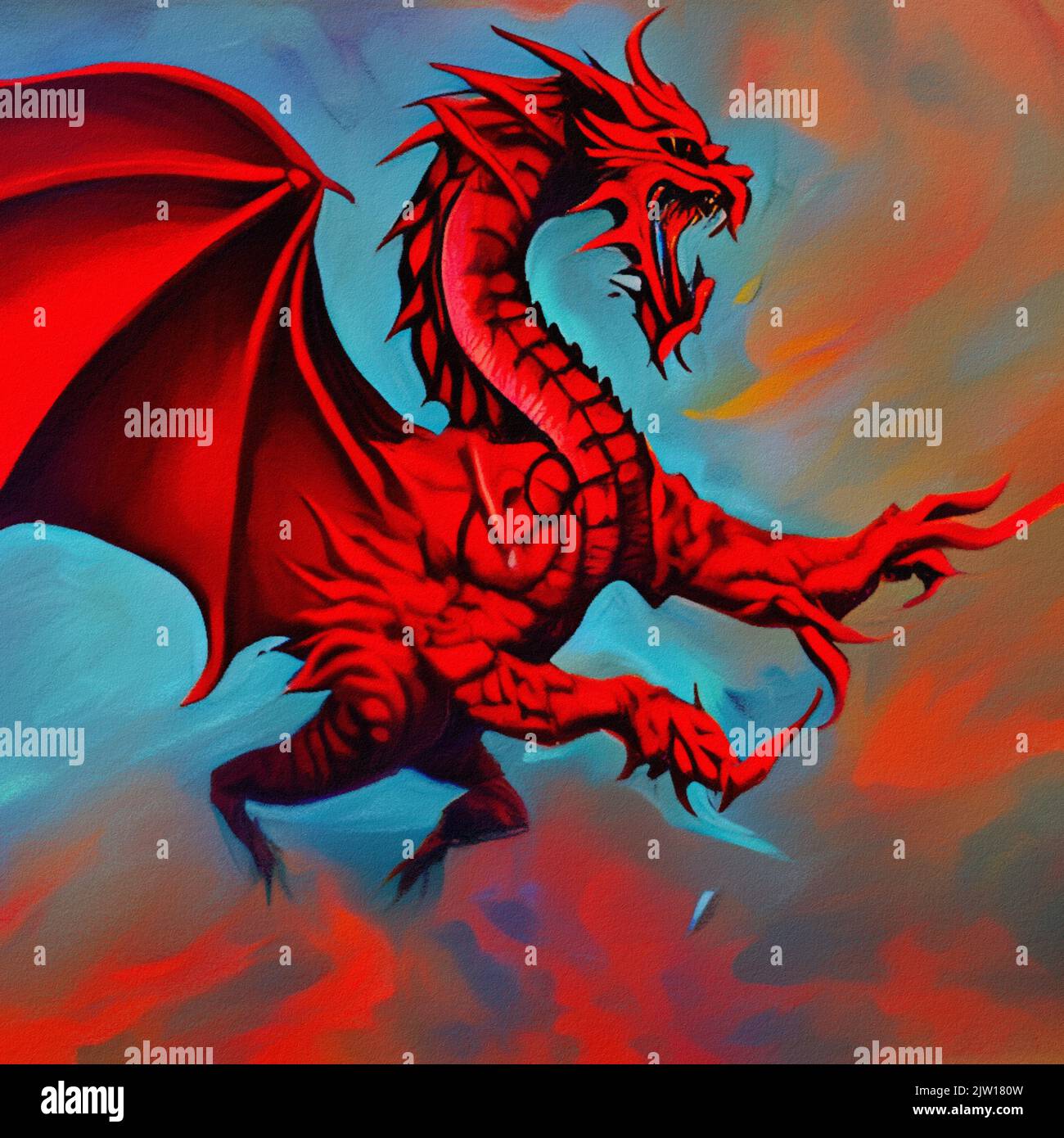Fantasy evil dragon portrait. Surreal artwork of danger dragon from ...