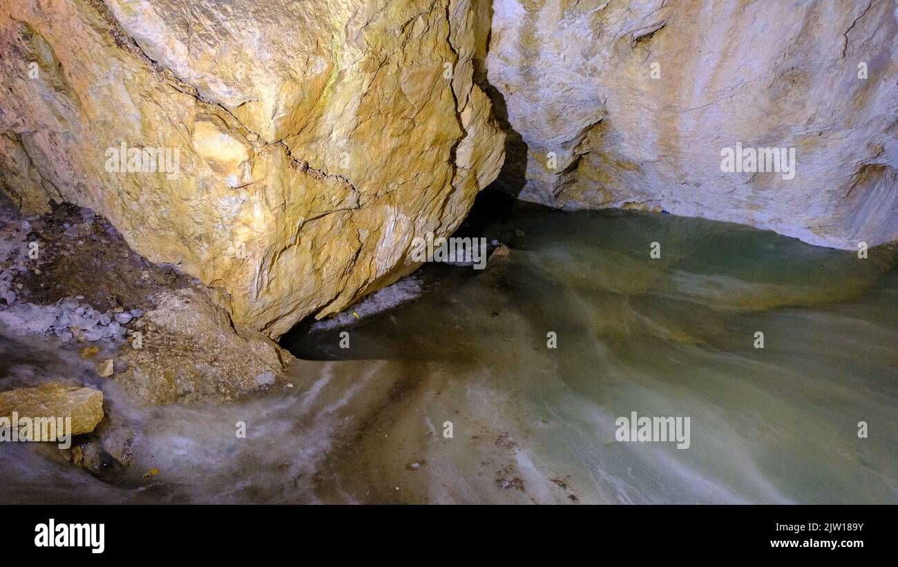 Dobsinska ice cave in Slovakia, Slovak paradise Stock Photo - Alamy