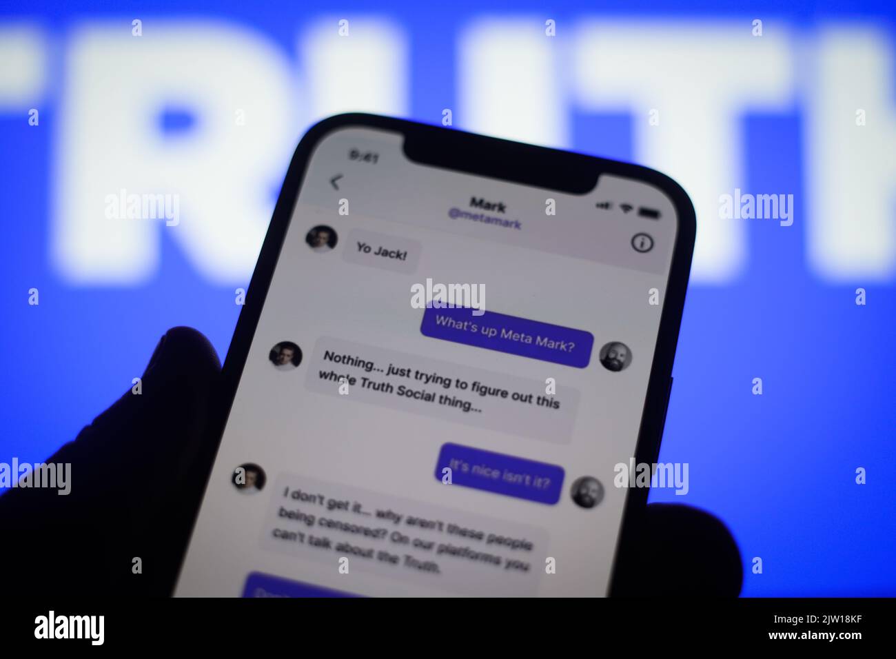 Truth Social app application is seen on an iPhone in this photo ...