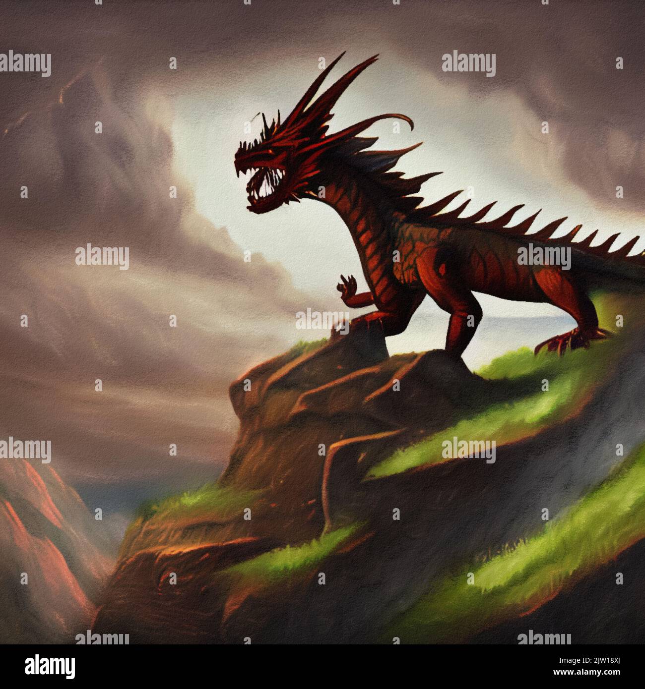 Fantasy evil dragon portrait. Surreal artwork of danger dragon from ...
