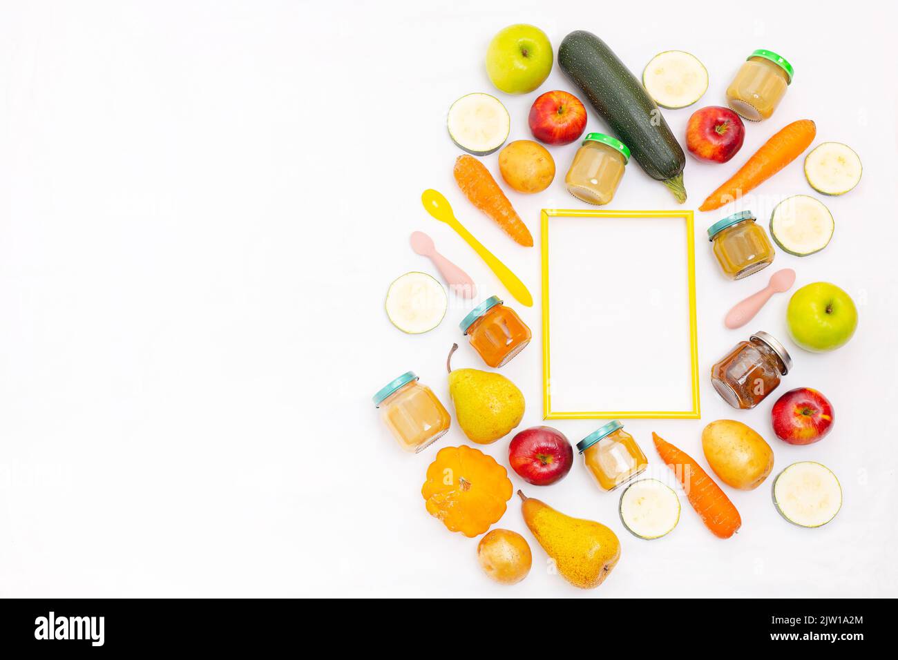 Layout of Puree for baby food with vegetables and fruits. Selective ...